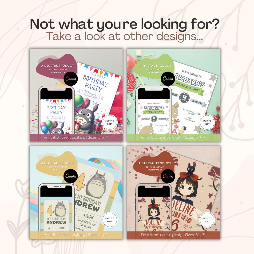 Editable Ponyo Birthday Invitation, Printable Forest Spirit Invite ...