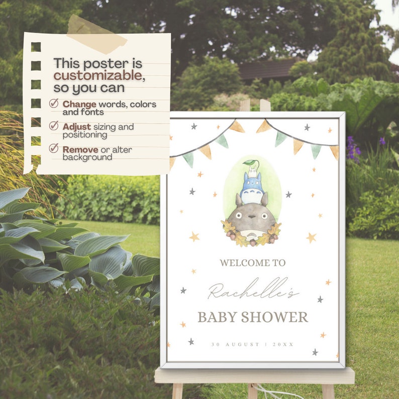 Digital Welcome Totoro Sign, Baby Shower, Birthday, Personalized ...