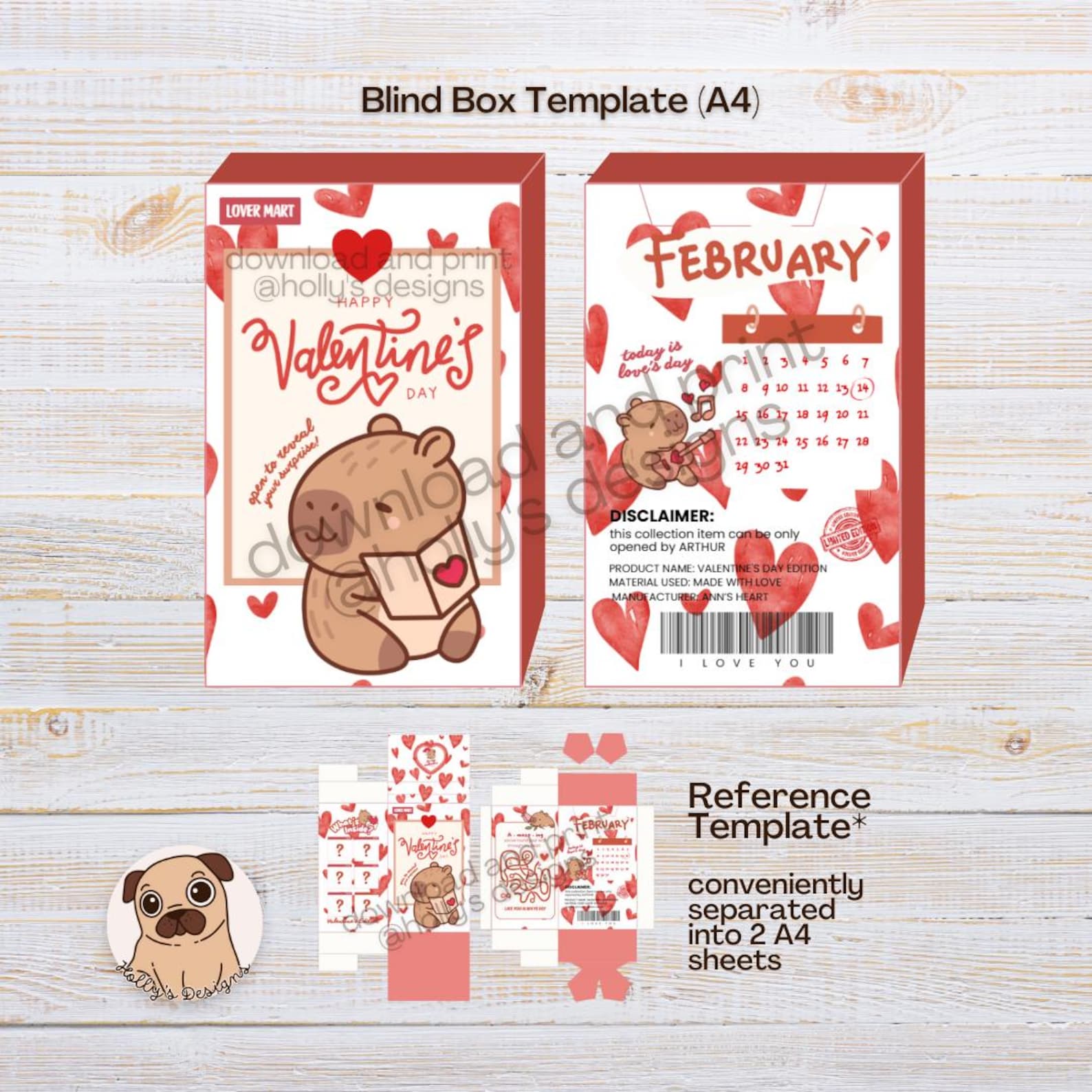 Editable Capybara Combo Valentines Blind Box Template, Envolve Themed, Favor Gift Boxes, Mystery ...
