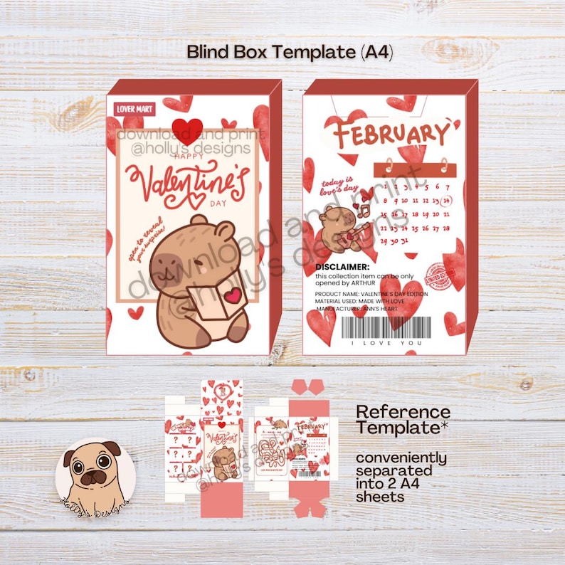 Editable Capybara Combo Valentines Blind Box Template, Envolve Themed ...