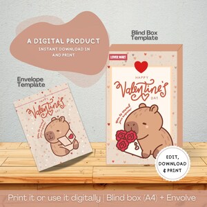 Editable Capybara Valentine Blind Box Template, Envolve Themed, Favor Gift Boxes, DIY Love Day ...