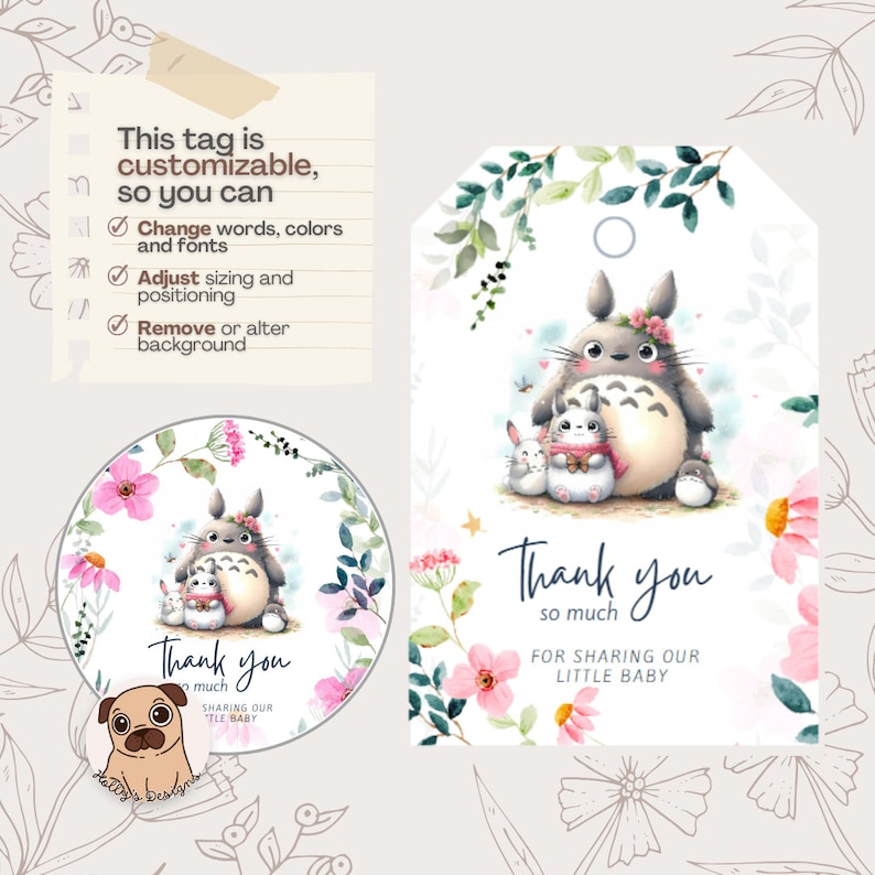 Editable, Baby Shower Thank You Tags, Favor Gift Tag, Favor Round ...