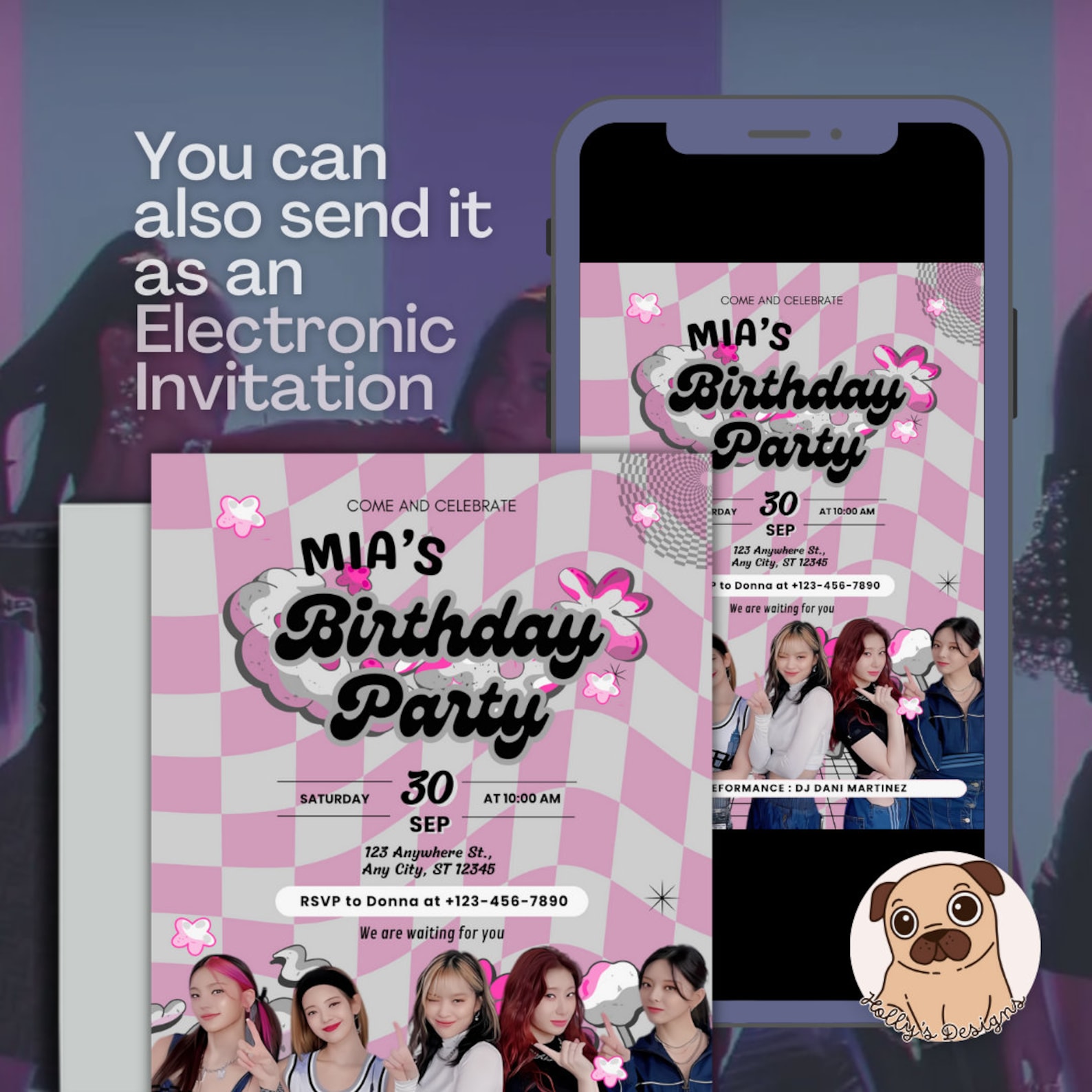 Printable ITZY Invitation for Kpop Birthday Celebration, Editable Party ...