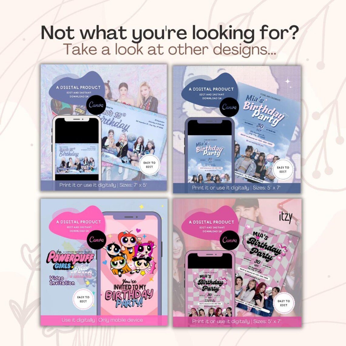 Editable Girly Birthday Invitation, K-pop Girls Birthday Party ...