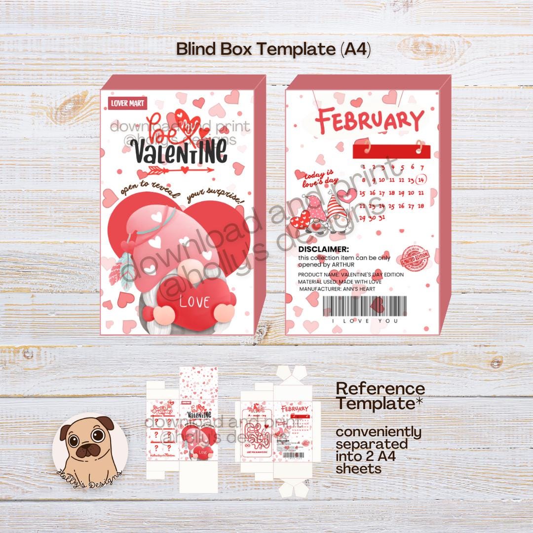 Editable Gnome Valentine Blind Box Template, Envolve Themed, Favor Gift Boxes, DIY Love Gift ...