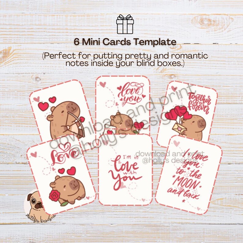 Editable Capybara Combo Valentines Blind Box Template, Envolve Themed, Favor Gift Boxes, Mystery ...