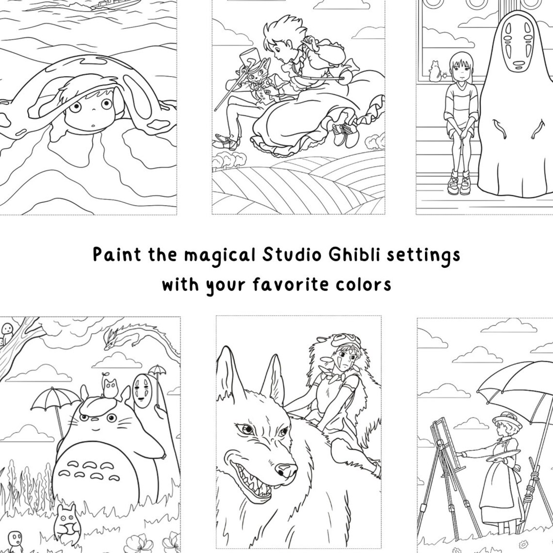 Editable, Coloring Pages Images for Kids, Coloring Book, Studio Ghibli ...