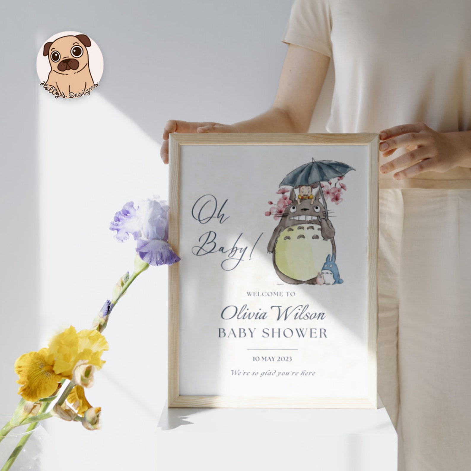 Digital Welcome Totoro, Baby Shower Welcome Sign, Girl Boho Shower ...