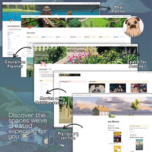 Life Planner, Studio Ghibli Inspired Dashboard, Notion Template, Digital Planner, Aesthetic ...