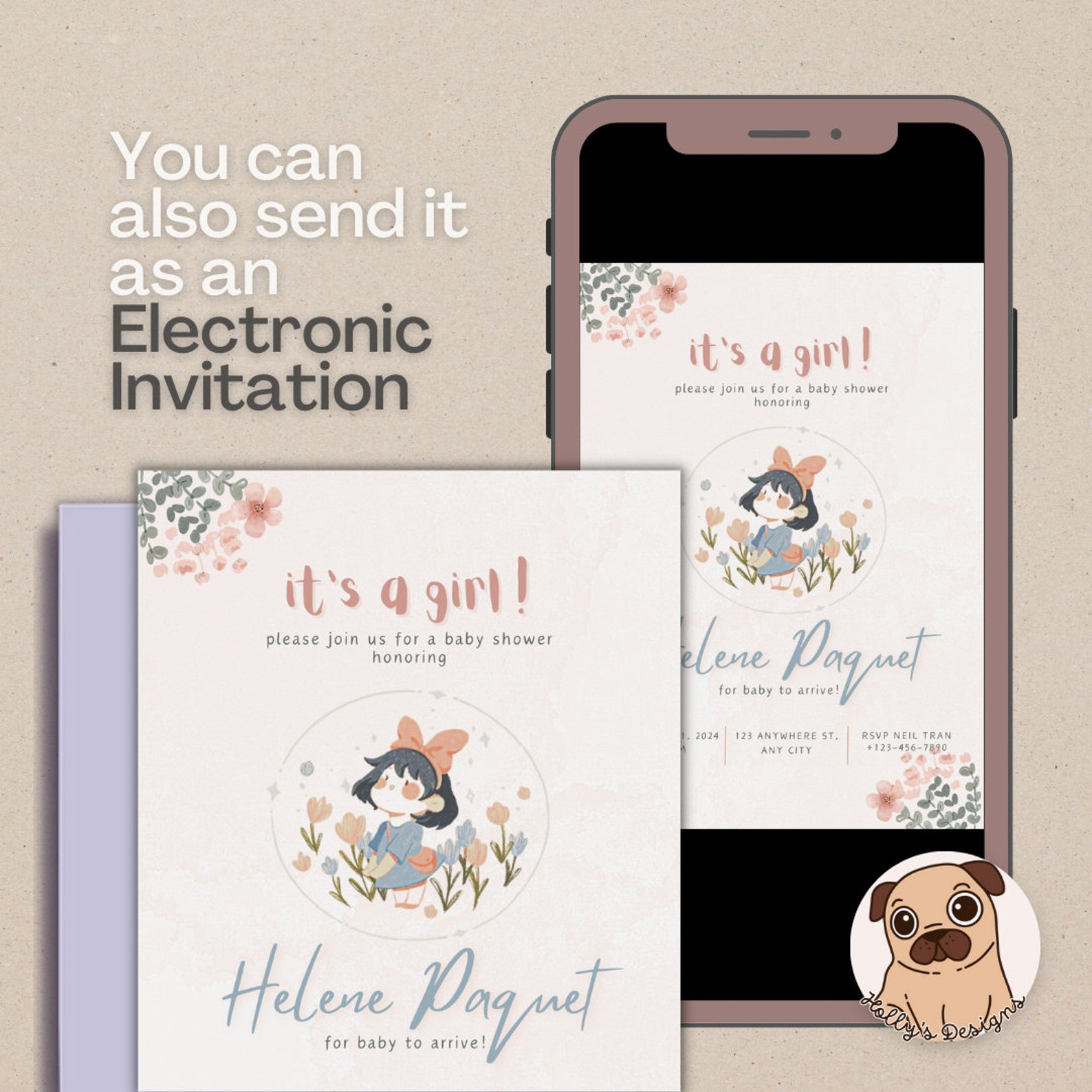 Editable, Kiki's Delivery, Baby Girl Shower Invitation, Printable ...