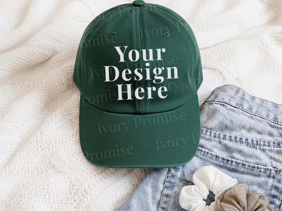Baseball Hat Mock Up, Dad Cap Mockup, Spruce Colored Printify Classic ...