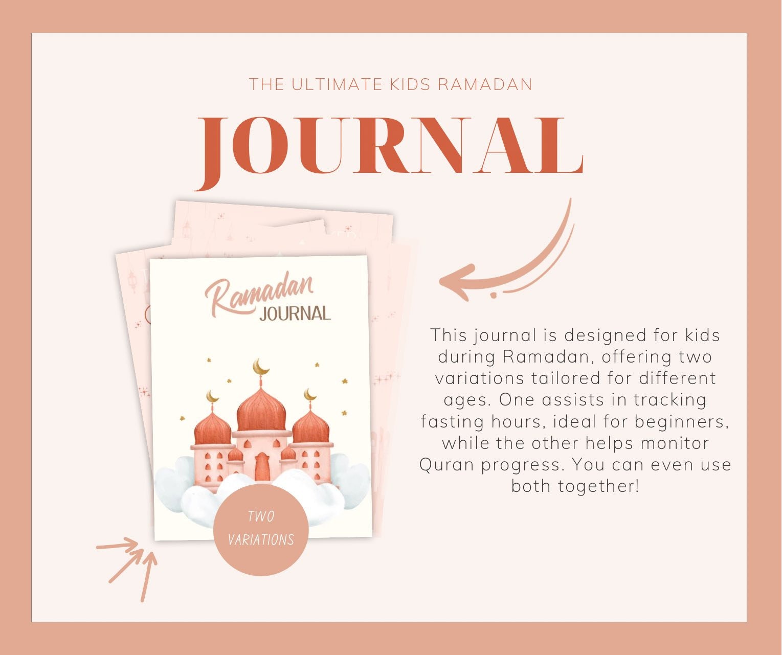 Peach Ramadan Kids Journal for Beginners and Experienced Fasters Two ...
