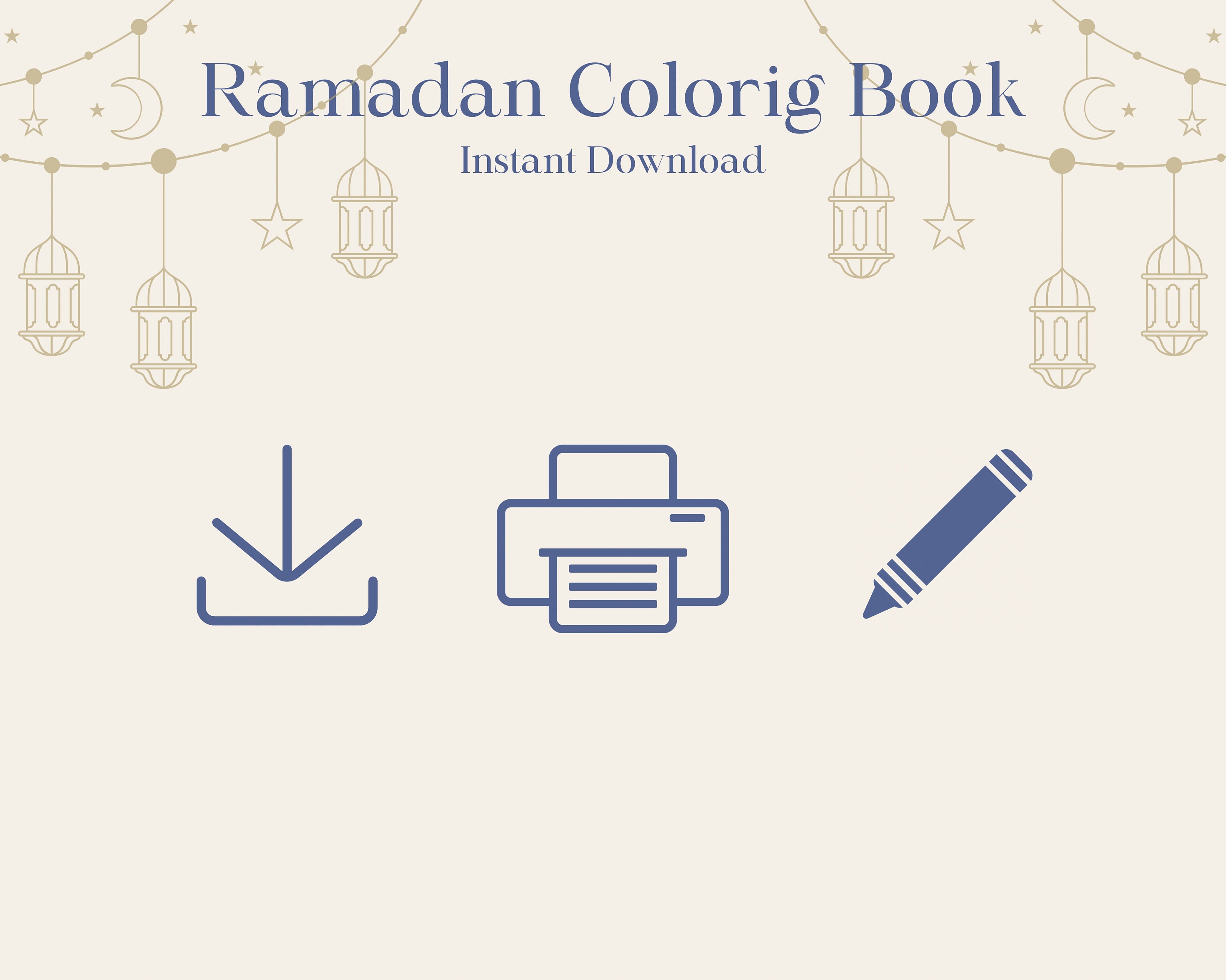 Ramadan Kids Coloring Book - Ramadan Digital Download | Ramadan 2024 - Etsy