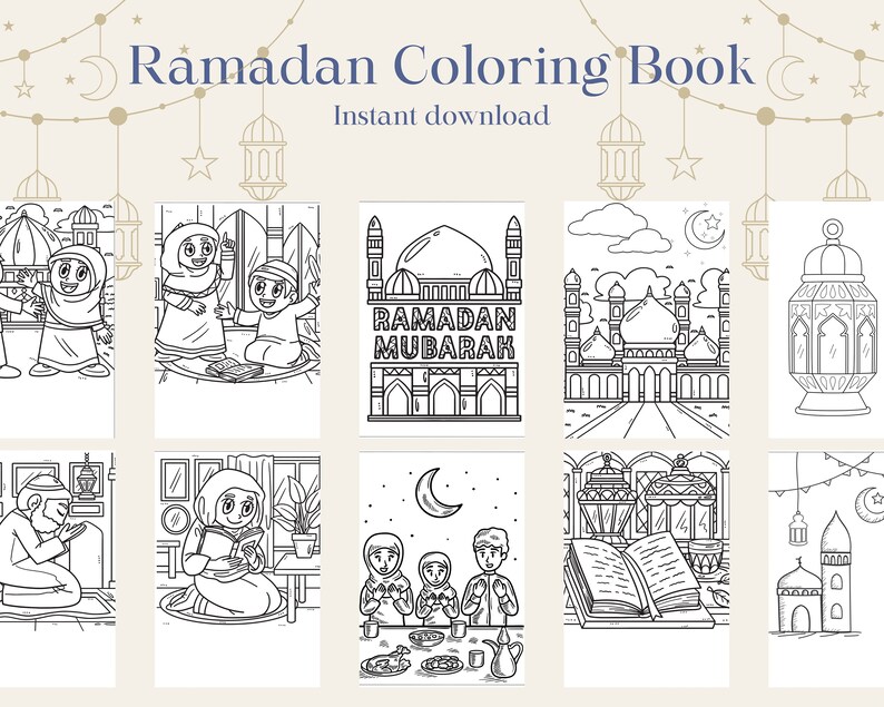 Ramadan Kids Coloring Book - Ramadan Digital Download | Ramadan 2024 - Etsy