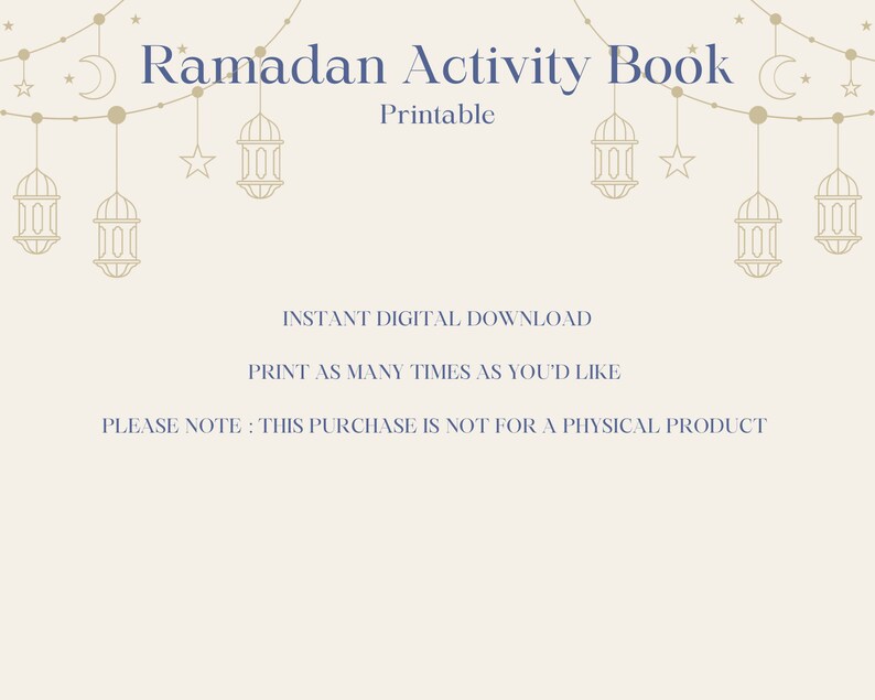 Ramadan Kids Activity Book - Ramadan Digital Download Activity Book - Etsy