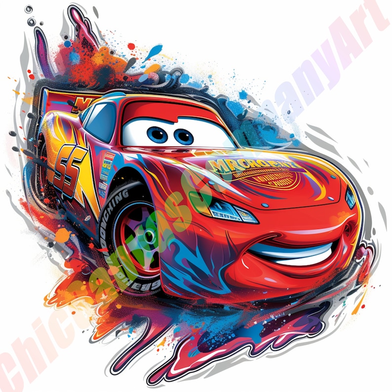Set of 4 Lightning Mcqueen Silhouette, Mcqueen Sticker Png,splash and ...