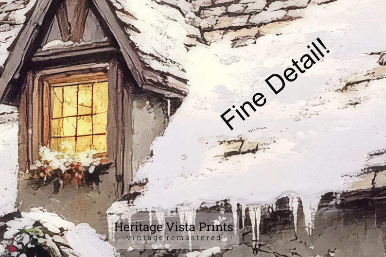 Cozy Winter Cottage Art | Snowy House Wall Art Print | Christmas ...