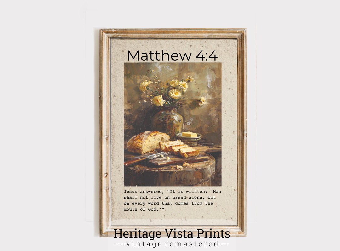 Matthew 4:4 Scripture Art – Christian Bible Verse Print (digital ...