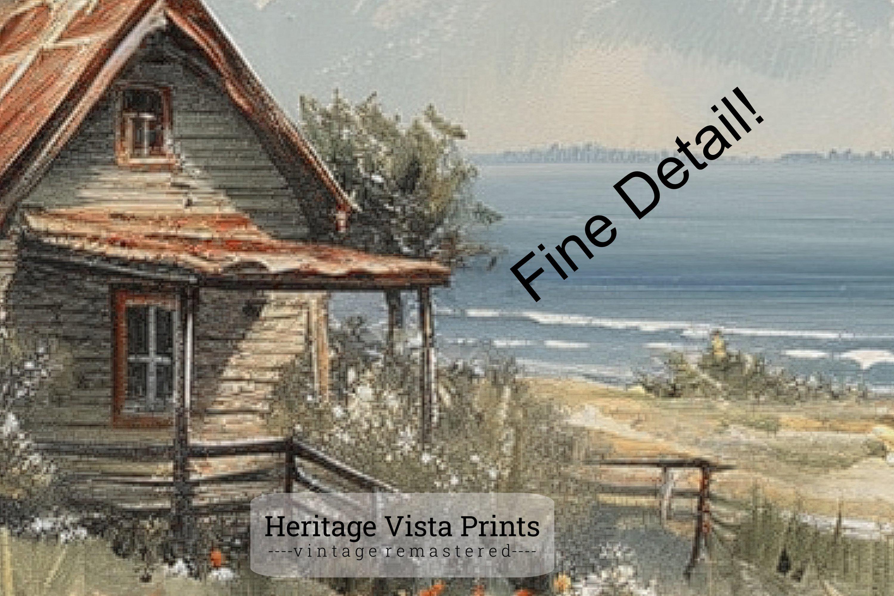 Rustic Cabin by the Sea Wall Art | Landscape Painting | Coastal Cottage ...