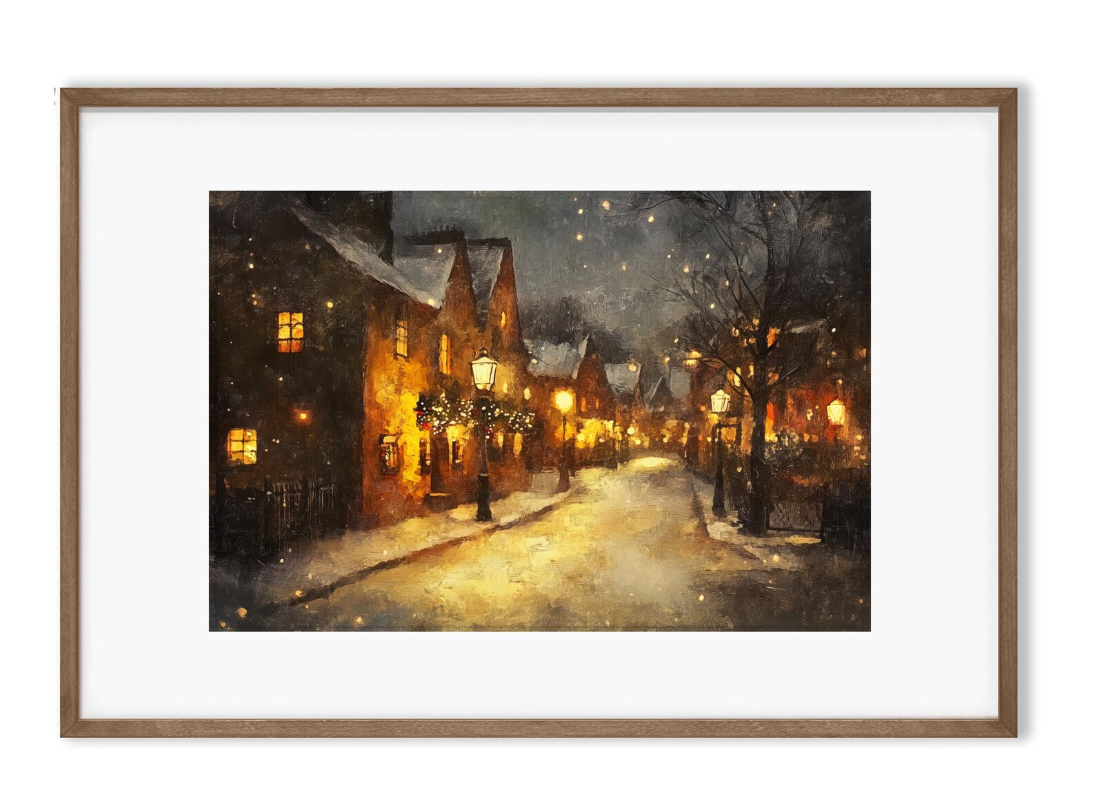 Christmas Village Print: Vintage Winter Town Scene (digital Download ...