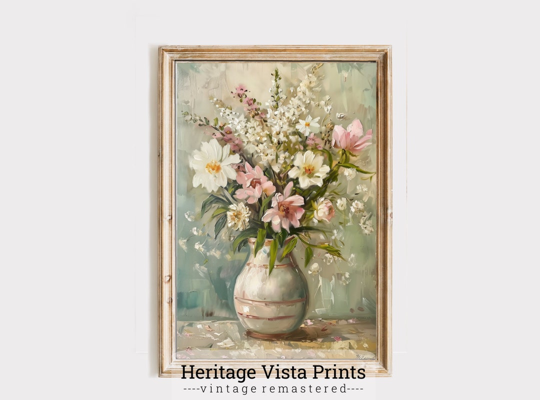 Floral Bouquet Wall Art | Floral Vase Painting | Living Room Decor ...