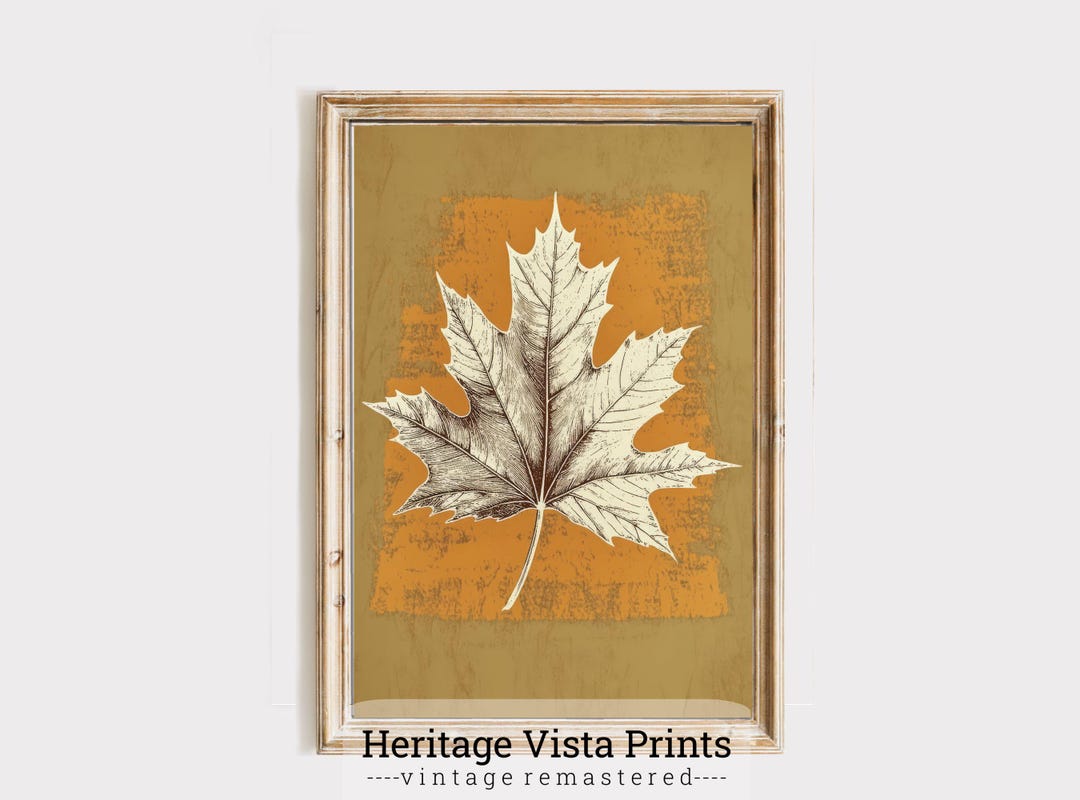 Vintage Maple Leaf Print: Rustic Autumn Wall Decor (digital Download ...