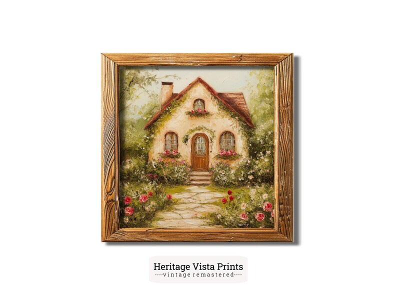 Vintage Cottage Wall Art, Charming Rustic Home Print, Cozy Cottage ...