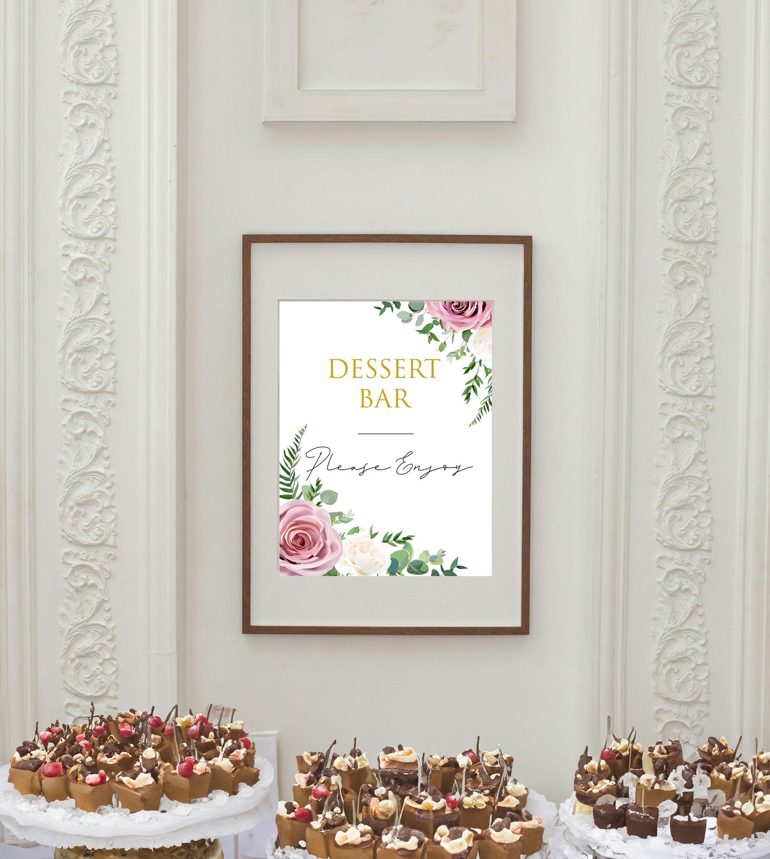 Pink Floral Wedding Dessert Bar Sign, Printable 8x10 PDF File, Wedding ...