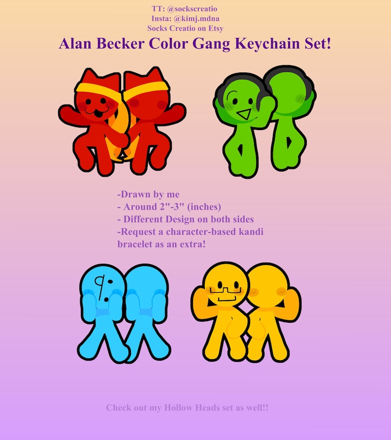 PREORDER!! - Alan Becker Color Gang Sticks [ Acrylic Keychains ] - Ava ...