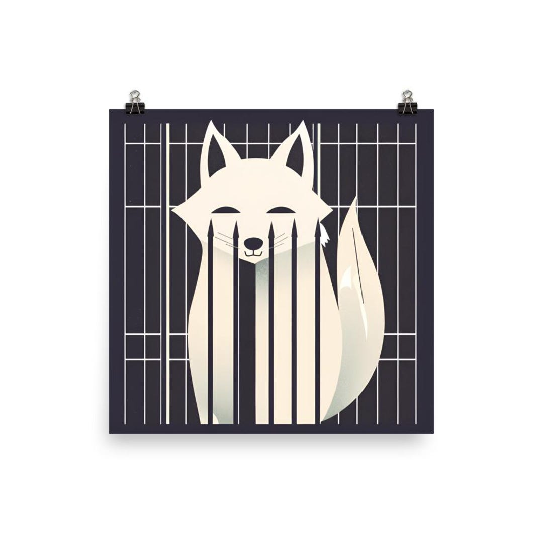Midcentury Modern White Fox Poster: Quirky and Stylish Wall Art - Etsy