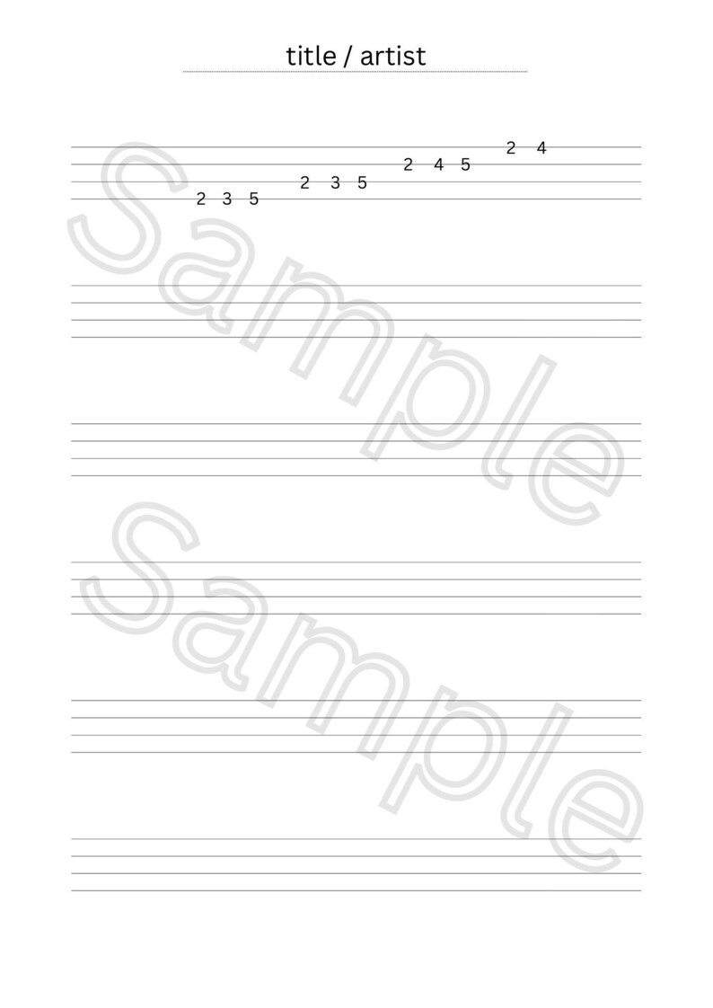 Printable Ukulele, Bass, Violin Tablature Template Blank A4 Page TAB ...