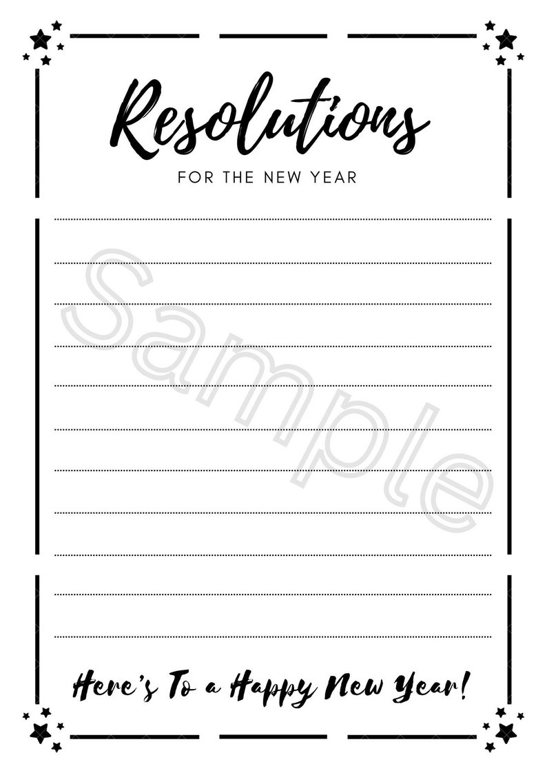 New Years Resolution List Template Pack Value Bundle Goals Plans Ideas Affirmations Intentions ...