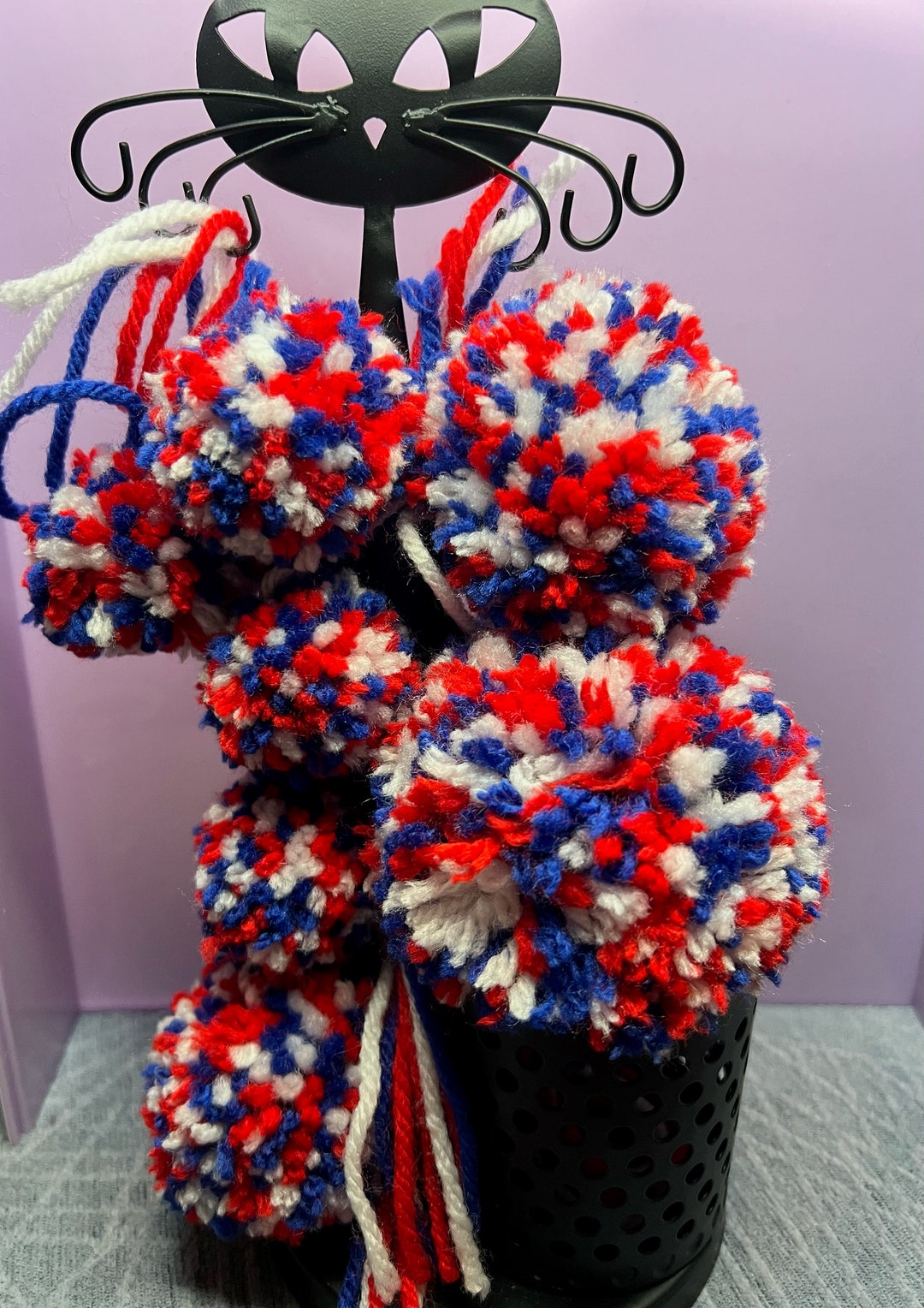 Red/white/blue Pom Poms - America - Britian - 4th of July **set of 7 ...
