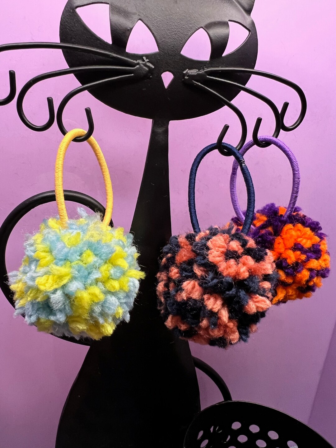 Mix and Match Two-color 1.5" Pom Pom Hair Ties - Set of 3 - Etsy