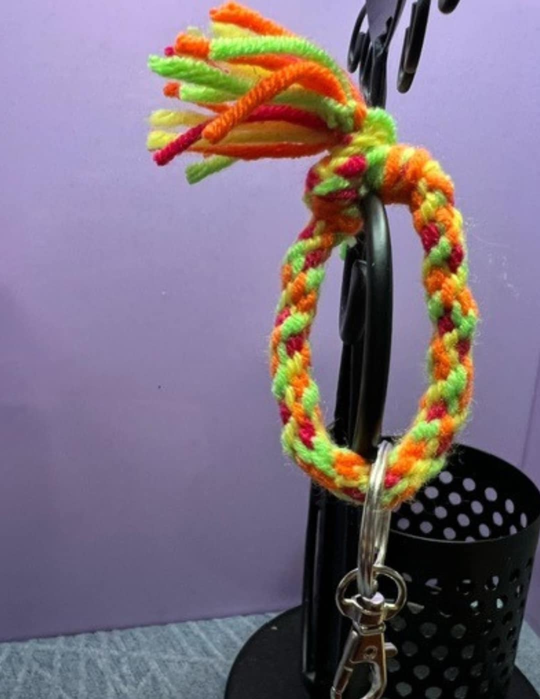 Kumihimo Braided Keychain - Neon Colors (orange, Green, and Pink) 4" - Etsy