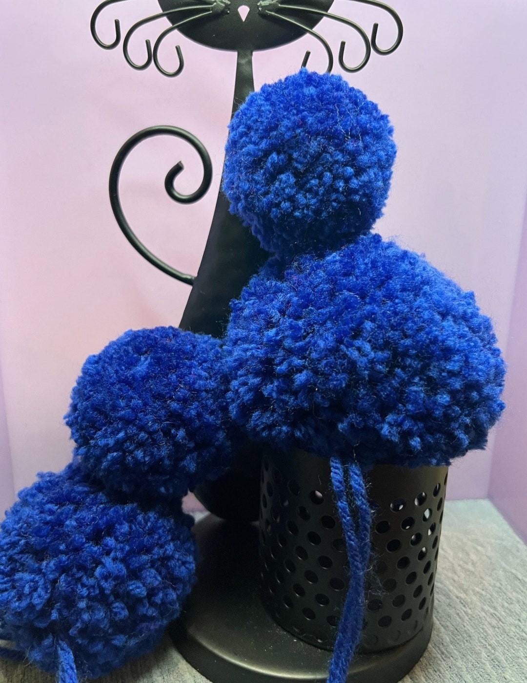 Deep Blue Pom Poms - Ready for Your Craft - Variety Set of 4 - Etsy