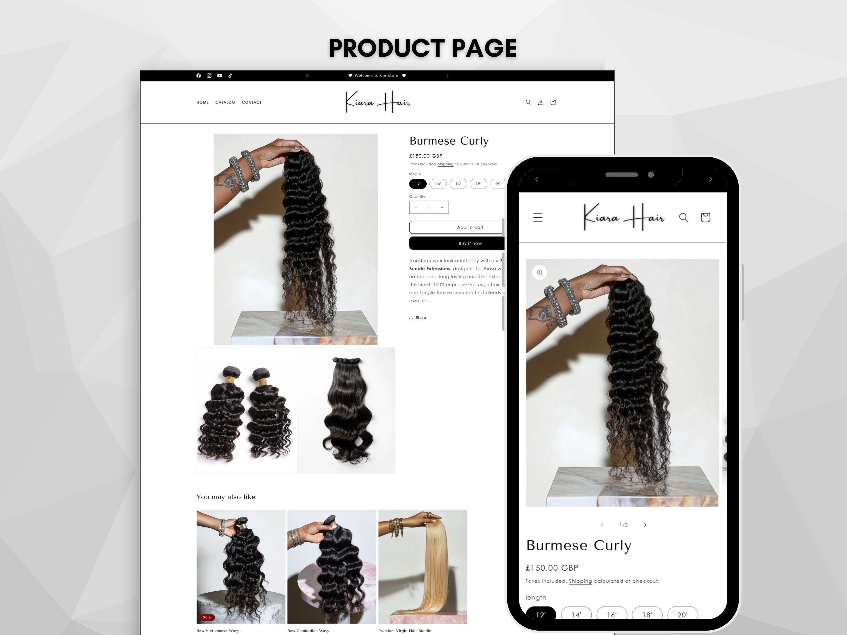 Luxury White Shopify Theme for Hair Extensions, Beauty Shopify Template ...