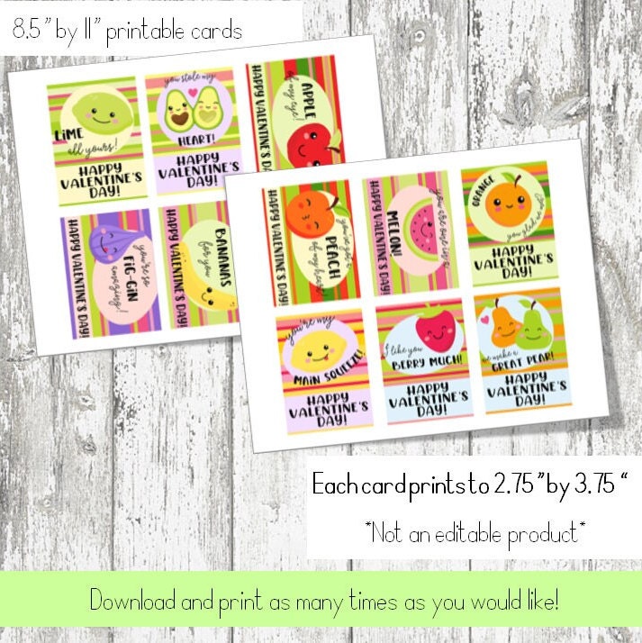 Printable Fruit Pun Valentine's Day Cards, Valentine's for Friends or ...