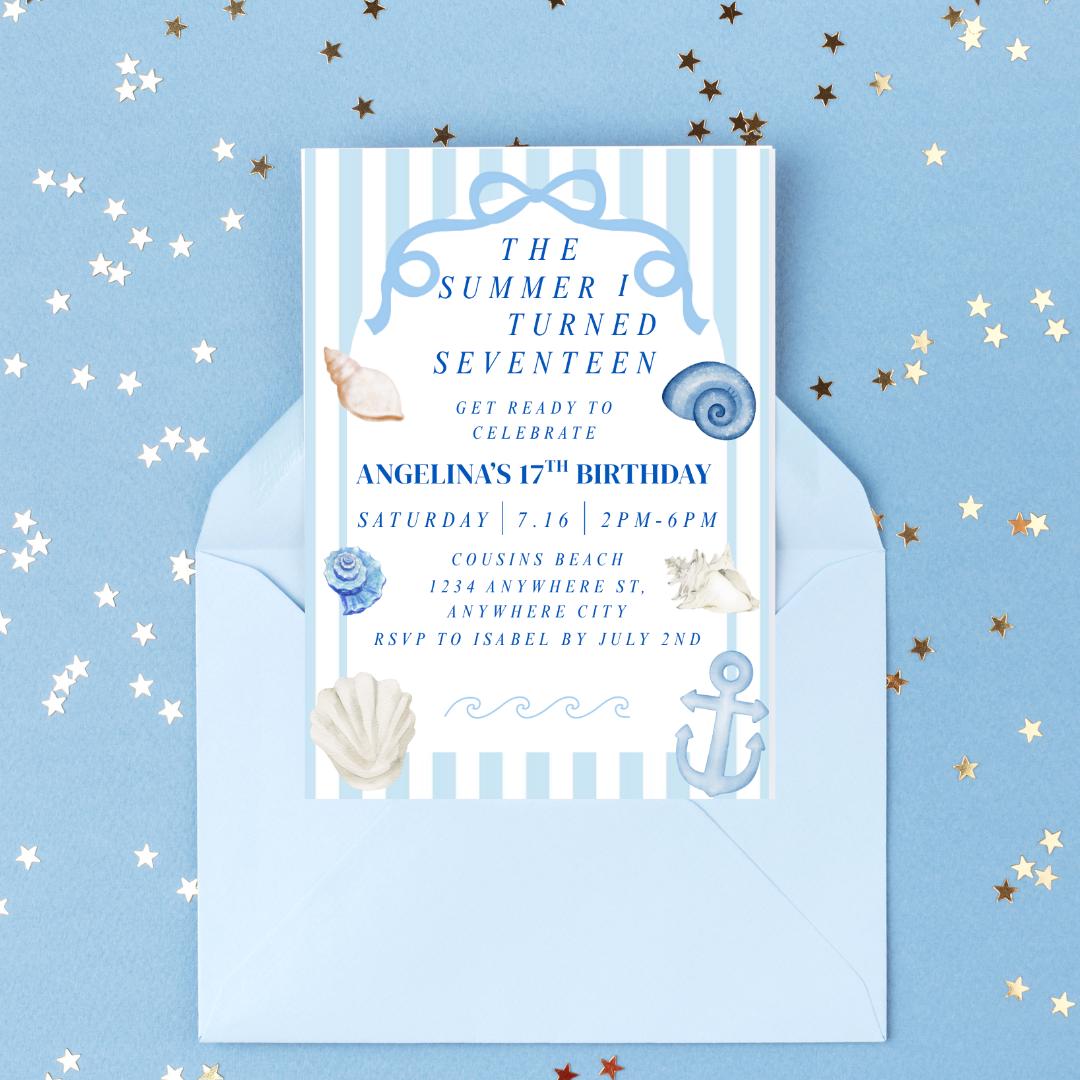 The Summer I Turned Pretty Birthday Invitation | Digital Download - Etsy