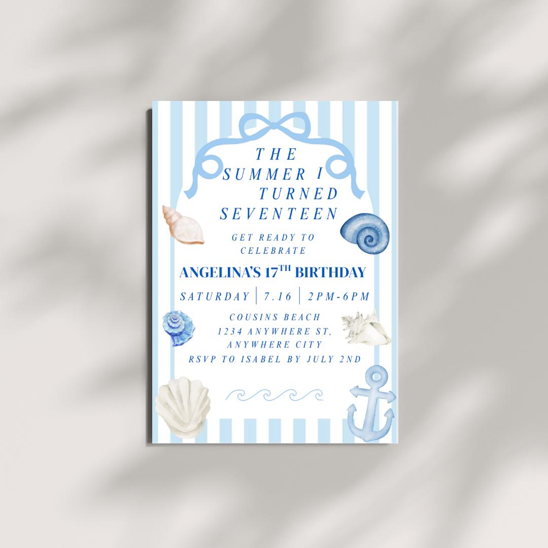 The Summer I Turned Pretty Birthday Invitation | Digital Download - Etsy