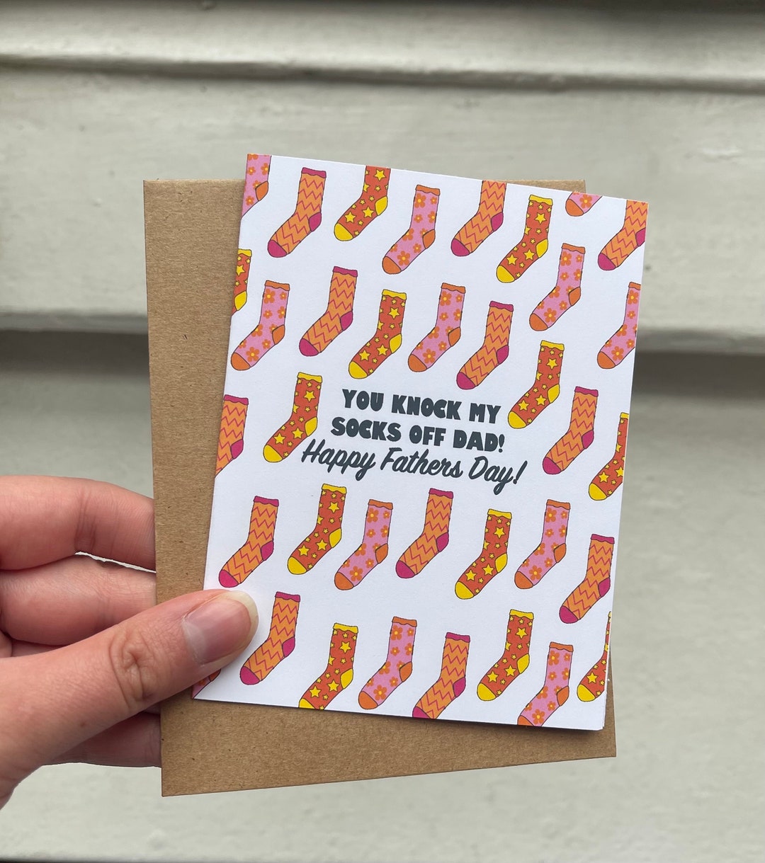 Funky Sock Themed Happy Father’s Day Card With Blank Inside, Envelope ...