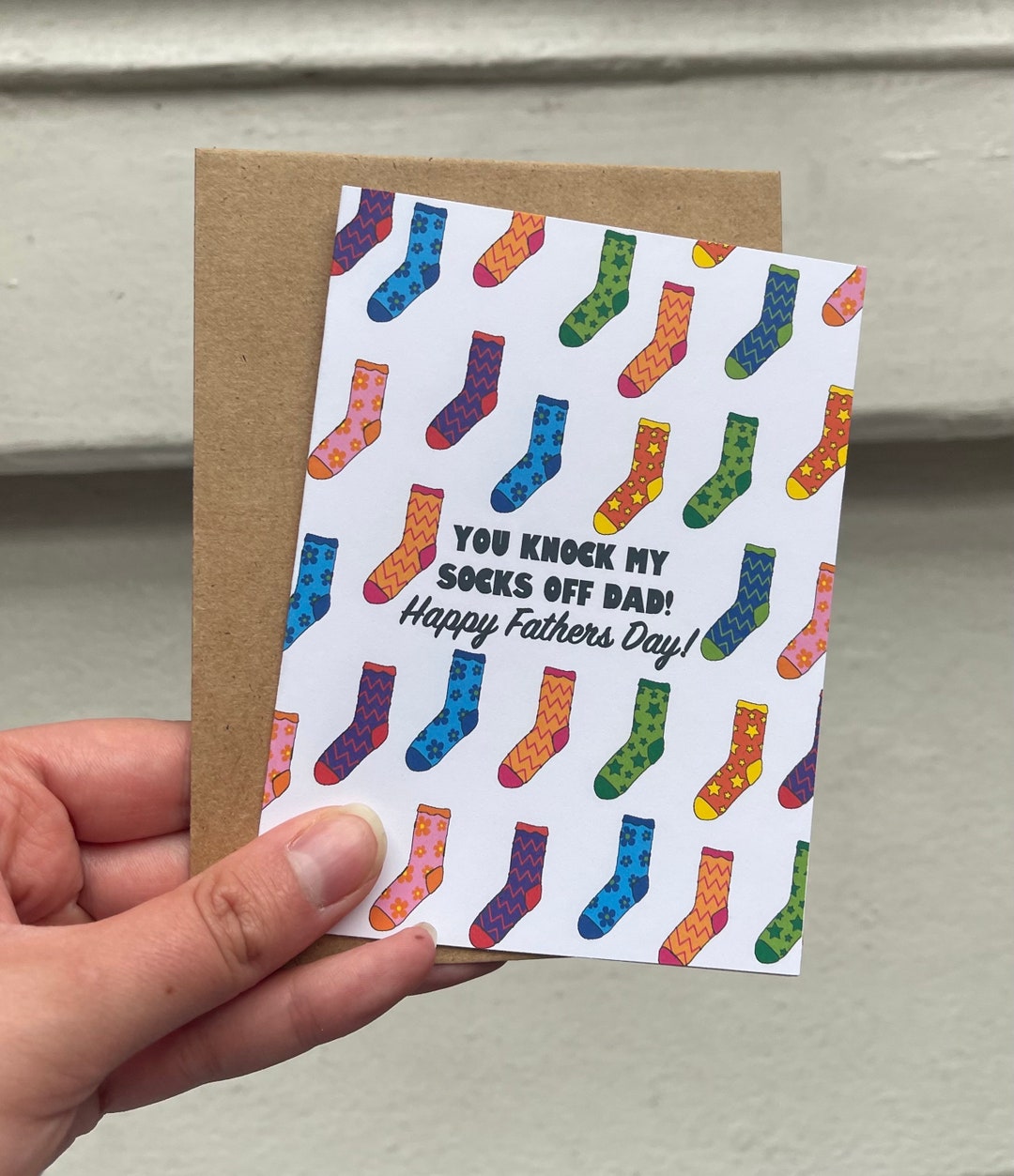 Funky Sock Themed Happy Father’s Day Card With Blank Inside, Envelope ...