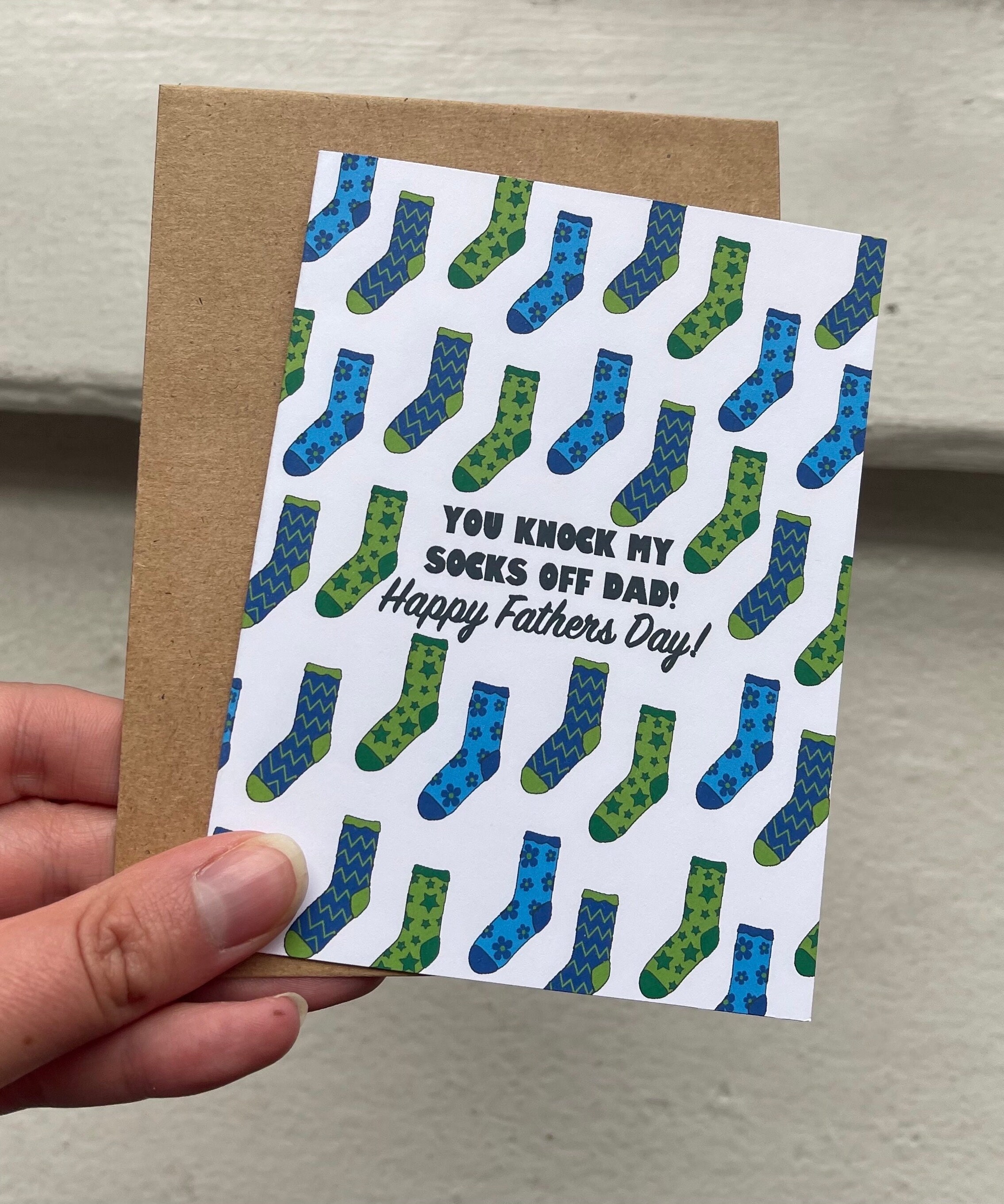 Funky Sock Themed Happy Father’s Day Card With Blank Inside, Envelope ...