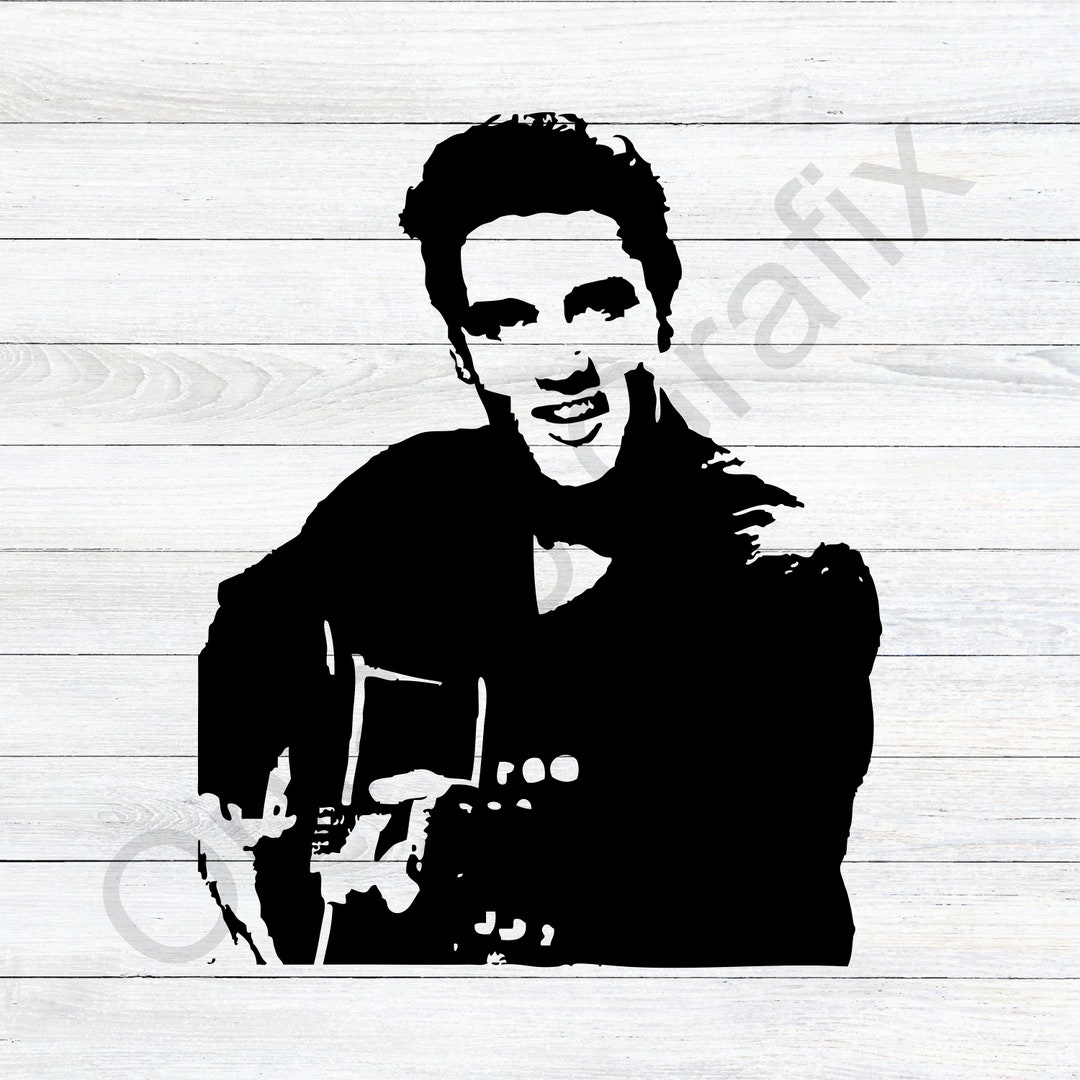 Elvis Svg, Elvis Silhouette Svg, Elvis Playing Guitar, Elvis Banksy ...