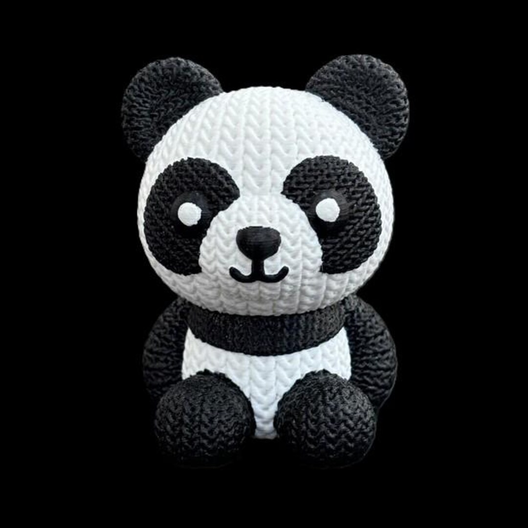 Adorable 3D Printed Panda Figure Plush Knitted Look Made With PLA - Etsy
