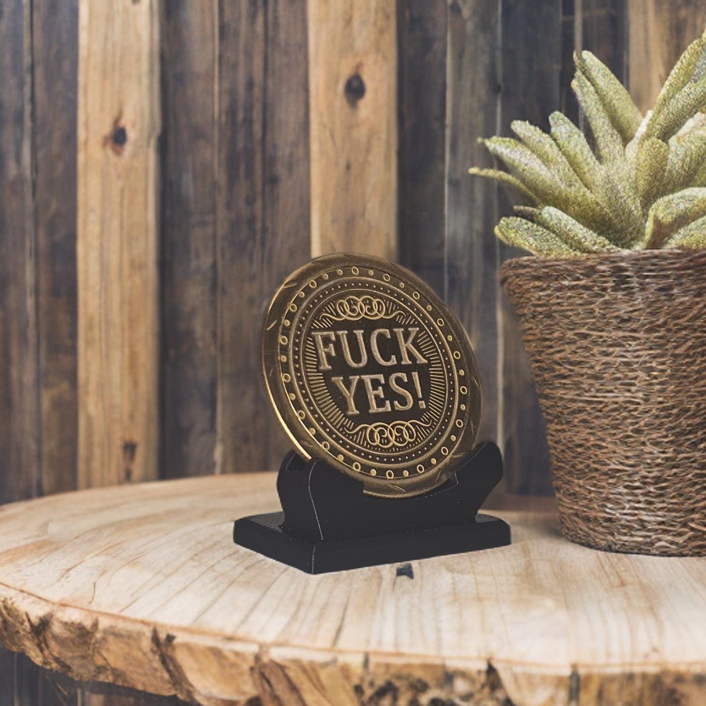 Funny Decision Coin: Fuck Yes / Hell No - Antique Brass Finish - Etsy