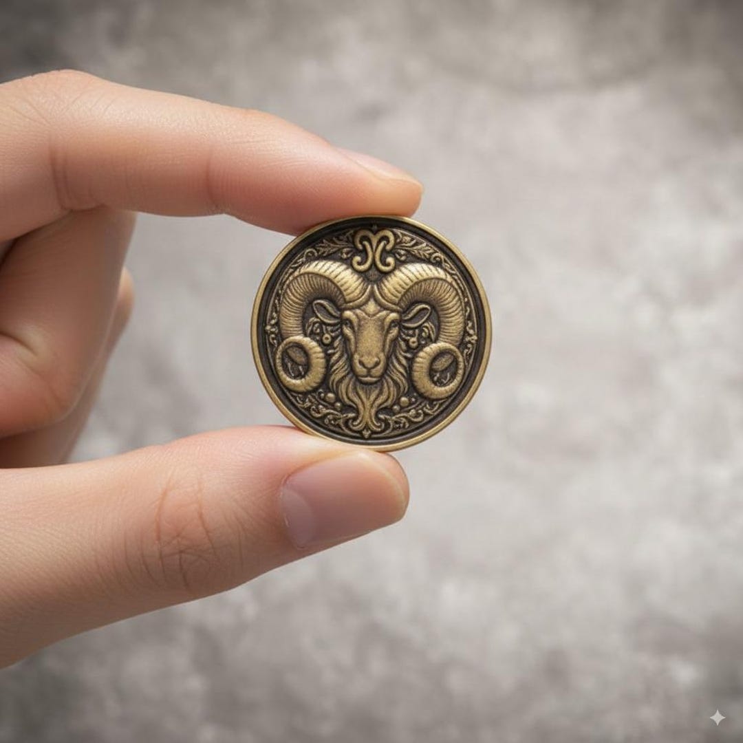 Zodiac Engraved Brass Coins With Stand & Case – 12 Astrology Signs ...