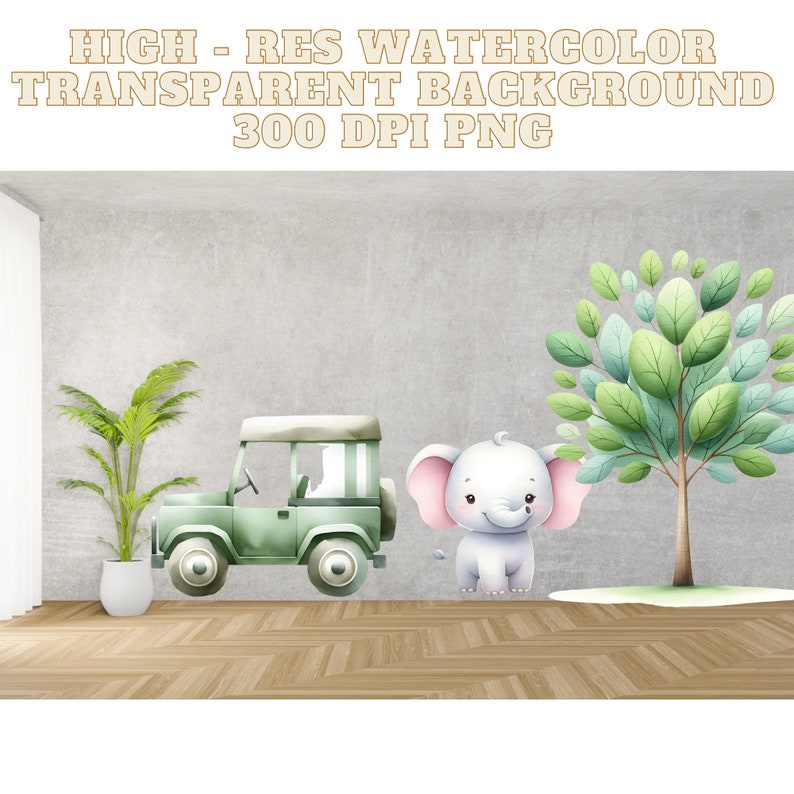 Safari Animals Watercolor Clip Art, Jungle Animals Clip Art, Neutral ...