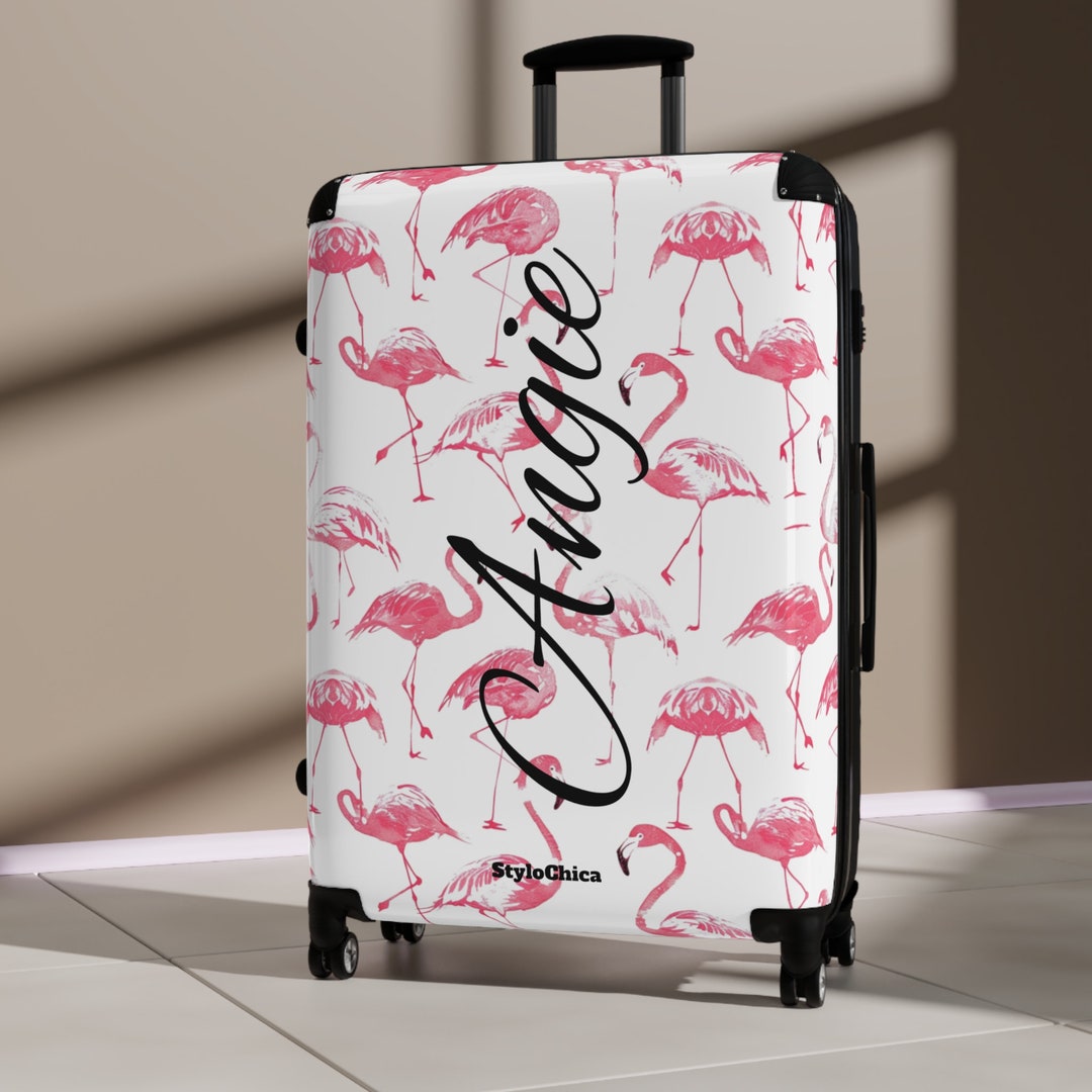 Personalized Name Pink Flamingos Travel Luggage Suitcase Travel Gift ...