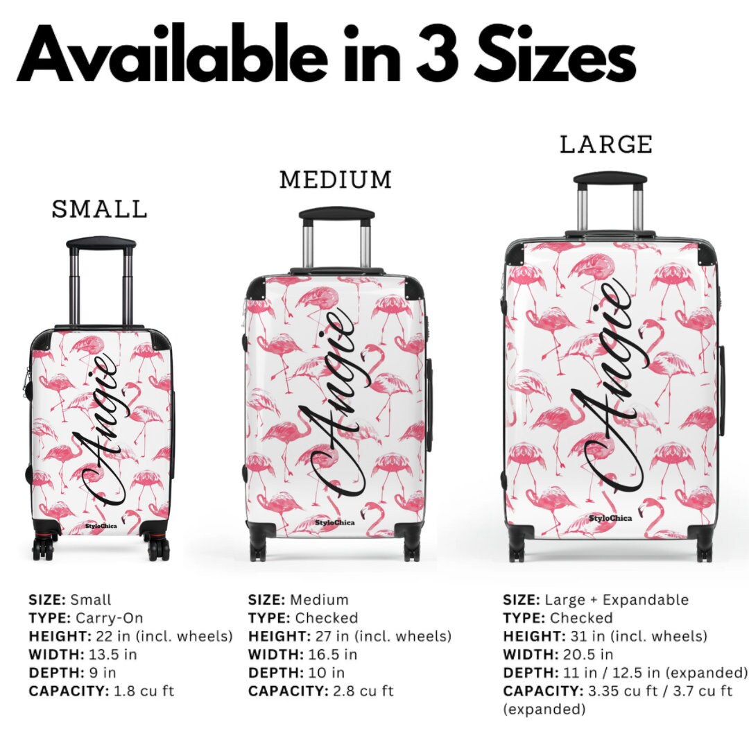 Personalized Name Pink Flamingos Travel Luggage Suitcase Travel Gift ...